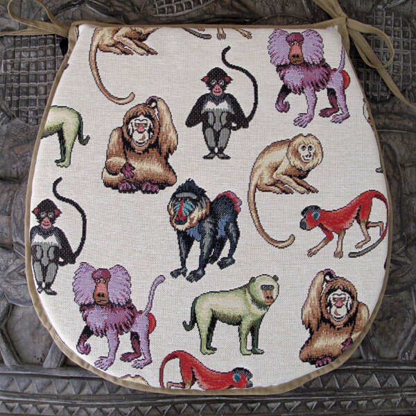 Set Of 4, 6 Or 8 Tapestry Monkey Classic D Seat Pads, Chair Comic ...