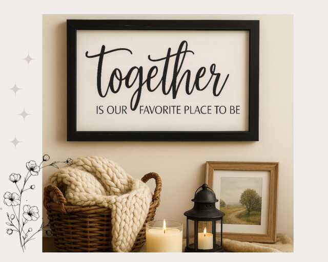 Together Is Our Favorite Place Sign, Modern Farmhouse, Rustic Wall ...