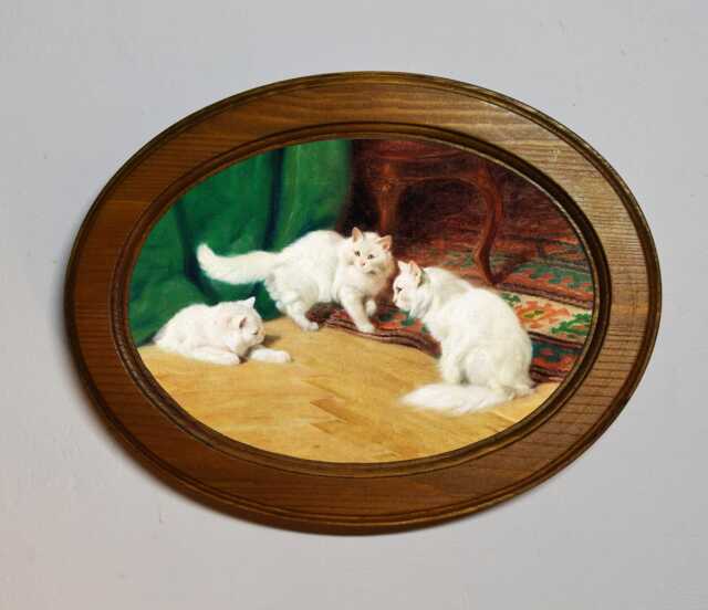 Light Oak Oval Wooden Framed Picture, Arthur Heyer, Conversation ...