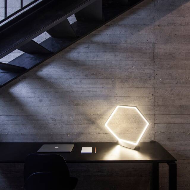 Geometric Table Lamp, Led Lighting, Modern Desk Metal Minimalist Light ...