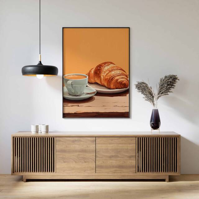 Food Print, Croissant Kitchen Decor, Poster, Art, Wall Breakfast ...