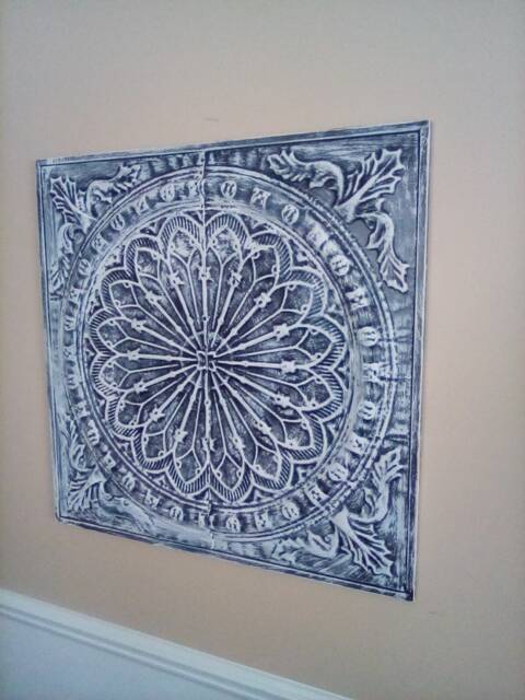 Square, Metal Wall Plaque With Very Ornate Design , Painted Black ...