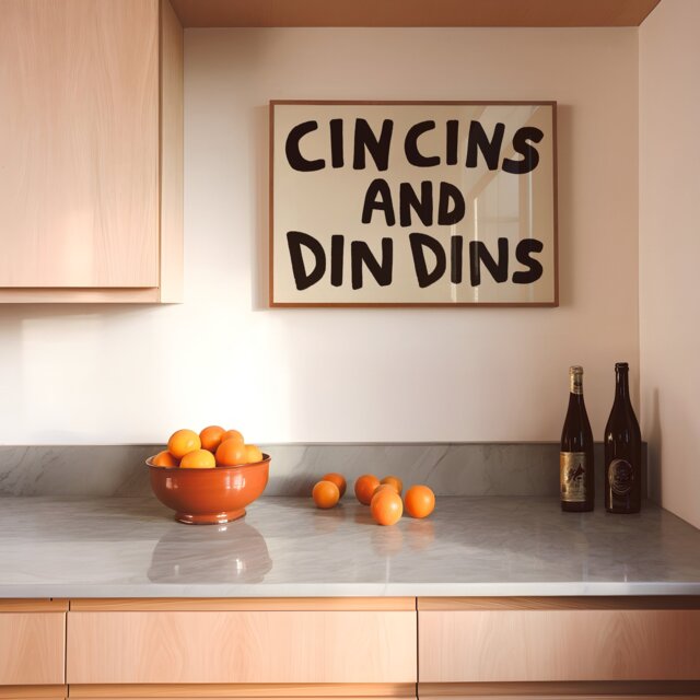 Cin Cins & Din Dins Unframed Print - Kitchen Decor Dining Posters Food ...