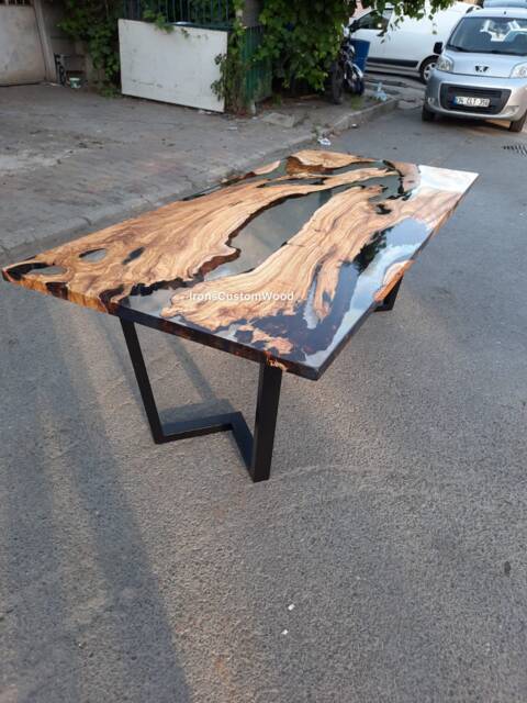 Custom Made Clear Epoxy Live Edge Dining Table With Olive Wood by Etsy ...