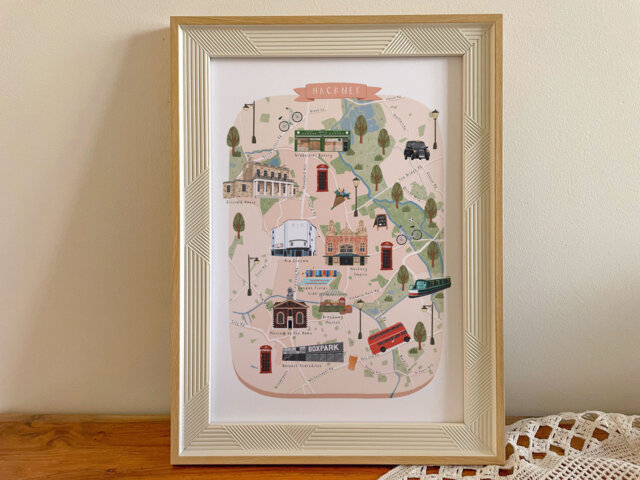 Hackney Map, Illustrated Map Of Hackney, Print, Art, East London Poster ...