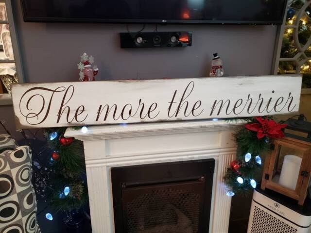 The More The Merrier Sign Christmas Distressed Rustic Wood Large Wall ...
