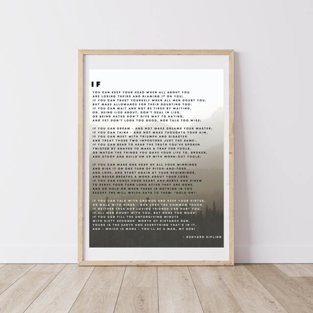 If Poem, Rudyard Kipling, Inspirational Wall Art, Motivational Print ...