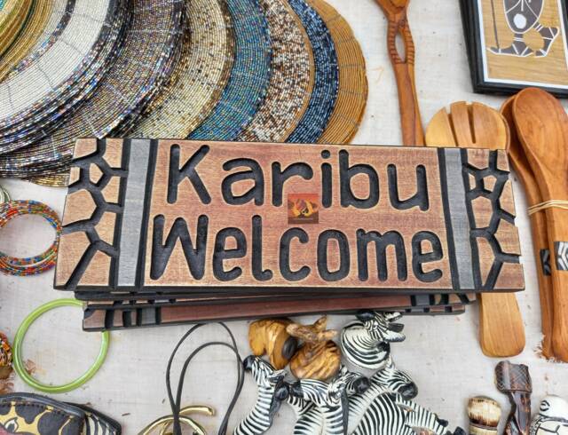 Karibu Sign, Welcome Door Wall Hanging Decor, Jambo Sign, African Art ...