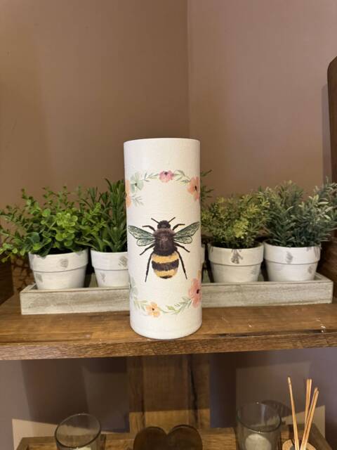 Gorgeous Decoupaged Bee & Floral Glass Vase. Available in 2 Sizes by ...