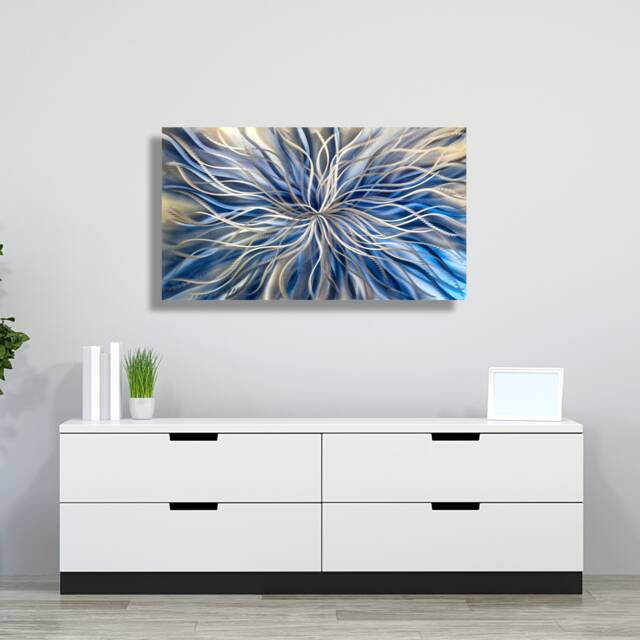 Navy Blue Metal Wall Sculpture Modern Abstract Art, Aluminum, Handmade ...