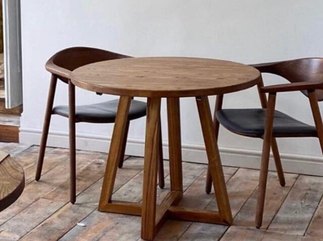 Bespoke Round Solid Wood Scandi Dining Table With Hardwood Pedestal Base Handmade in The Uk ...