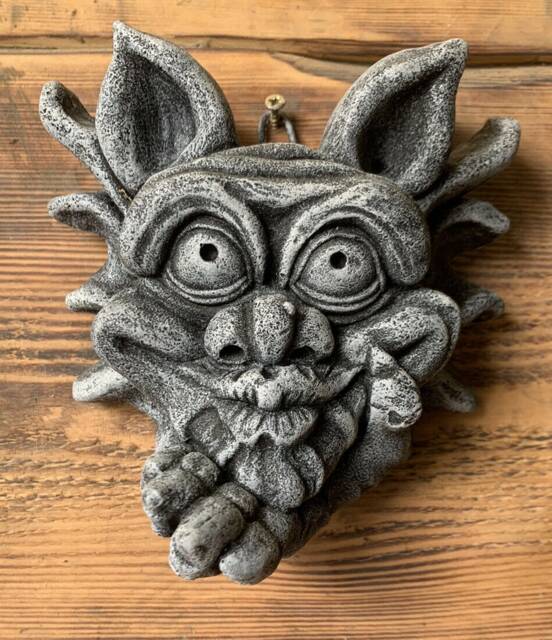 stone Garden Small Gremlin Gargoyle Blowing Kiss Face Wall Plaque ...