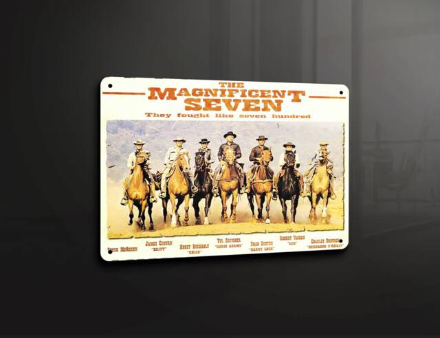 The Magnificent Seven Movie Poster - Metal Sign Plaque Wall Art Decor ...