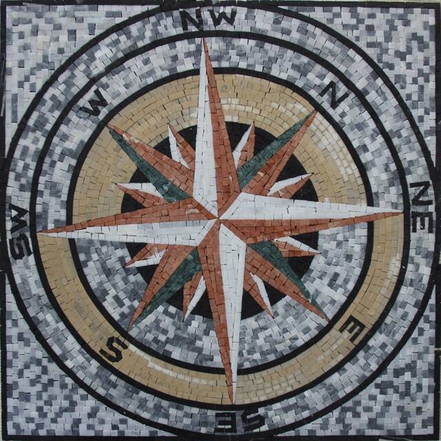 Nautical Rose Backsplash - Compass Art Work Mosaic Tiles For New Home ...