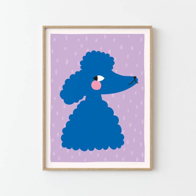 Blue Poodle Print - Illustration Poster For Kids Wall Decor Children's ...