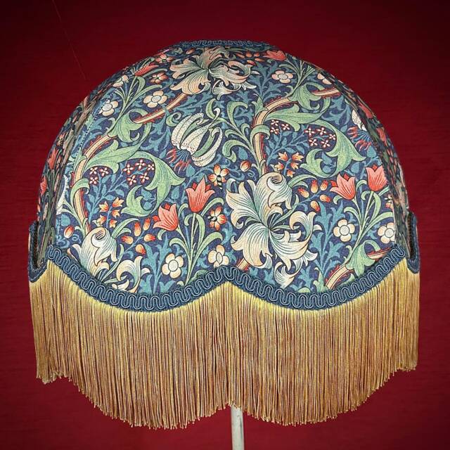William Morris Golden Lily Jewel Dome Fabric Lampshade For Bedside ...