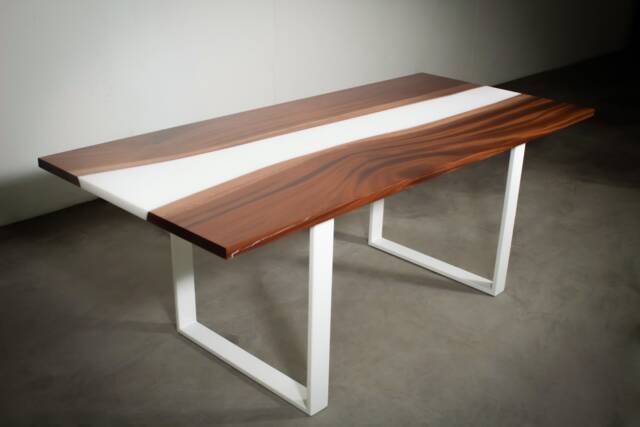 Dining/Coffee Table - Solid Wood & White Resin Made To Measure Oak ...