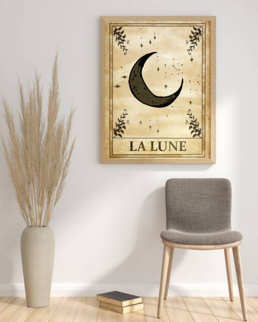 Luna Art Print, Oracle Cards Art, Tarot Prints, Moon Decor, Boho Wall Hanging, Spiritual Rustic ...