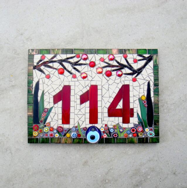 Mosaic House Number Plaque Custom Glass & Ceramic Address Sign by Etsy ...
