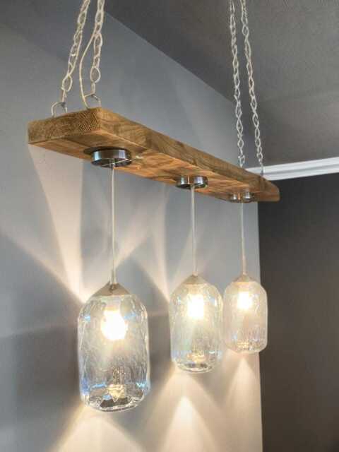 Handmade Kitchen Island/Dinning Rustic Reclaimed Wooden Beam Light 3 ...