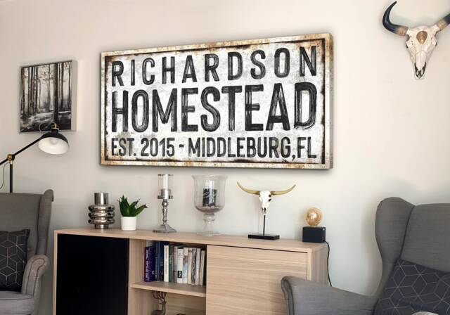 Family Homestead Sign - Modern Farmhouse Wall Decor Personalized Huge ...