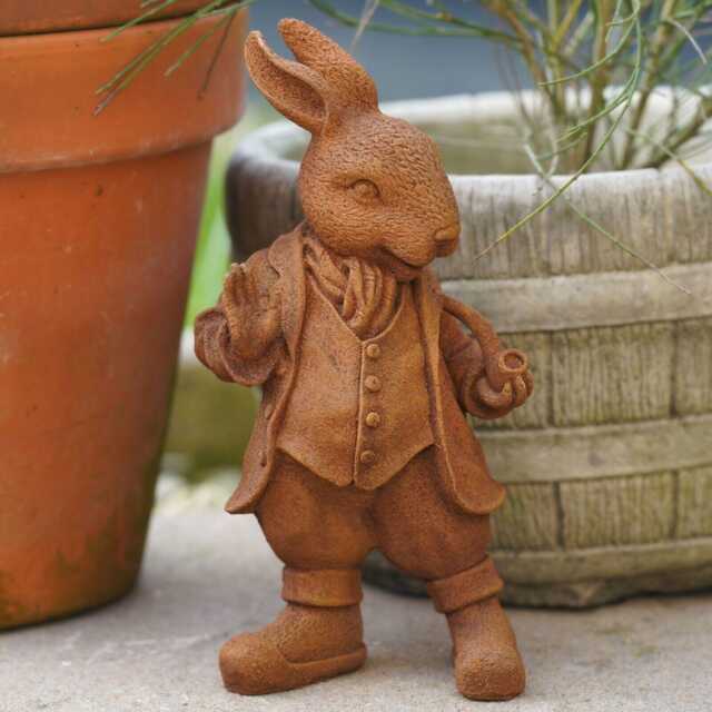 Peter Rabbit Cast Iron Garden Sculpture Statue - Outdoor Potter Wind ...