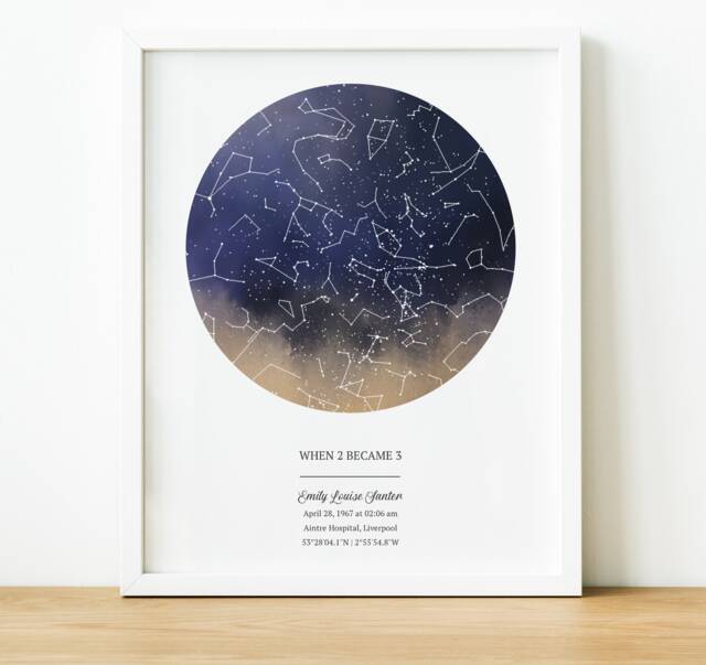 Personalised Star Map Print, By Date Family Gift Adoption Day, Night ...