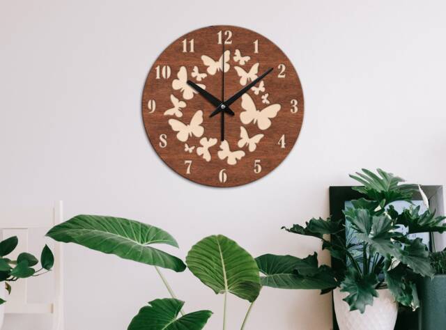 Butterfly Wall Clock, Butterfly Wood Clock, Wood Clock, Modern Clock, Kitchen Clock, Unique ...