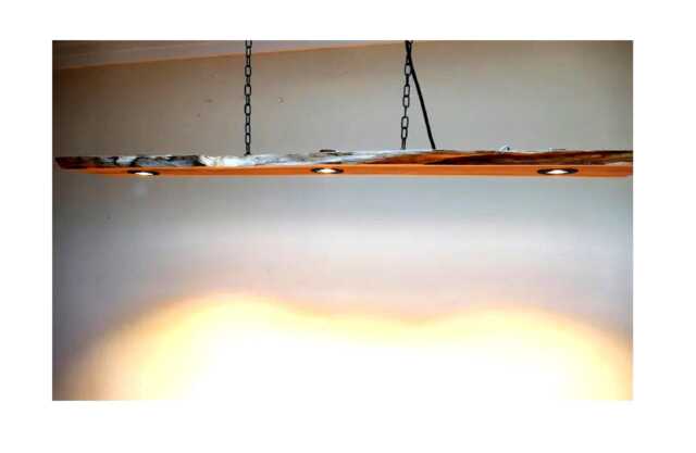 Reclaimed Yew Wood Slab Pendant Light With 3x Recessed Led 5W ...