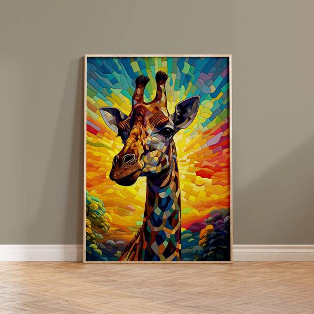 Abstract Giraffe Art Print Psychedelic Mosaic Animal Wall Decor by Etsy ...