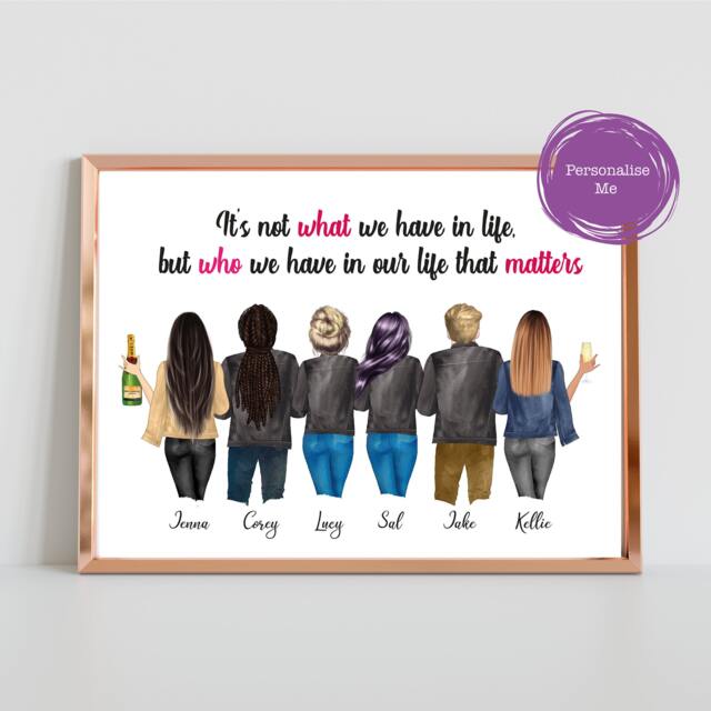 Personalised Friendship Print , Bff Custom Gift Friends Illustration ...