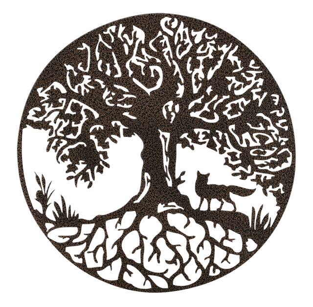 Antique Copper Finish Tree Of Life With Fox Design Wall Art, Home ...
