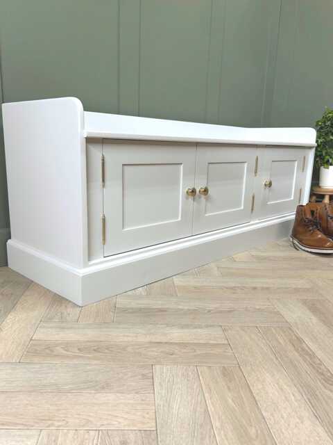 Handmade 5Ft Storage Bench Shaker Doors, Custom Color Entryway Seat by ...