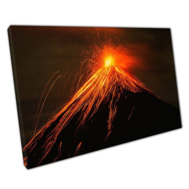 Erupting Volcano Night Canvas Art Print Lava Magma Home Decor by Etsy ...