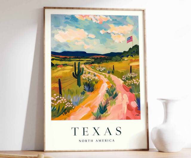 Texas Poster, Travel Print, North America Wall Art, American Decor ...