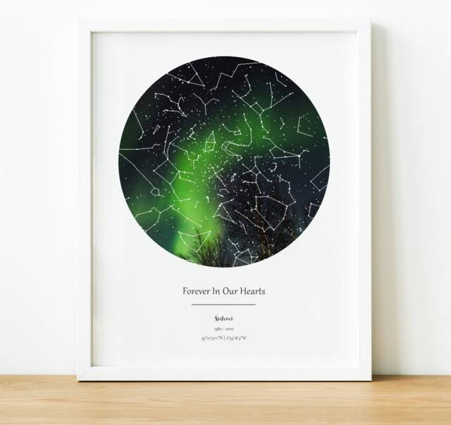 Custom Star Map Print Bereavement Gifts, By Date Condolence Gift, Night ...
