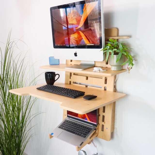 Wall Desk Work From Home Workstation Plywood Furniture Custom Wall ...