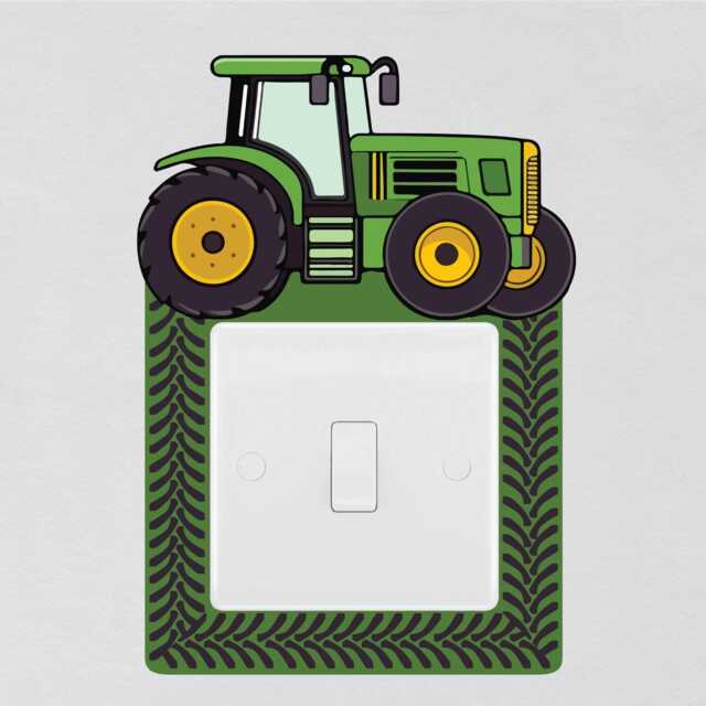 Green Tractor Light Switch Surround Sticker Farmer Vehicle Tread Marks ...