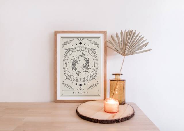 Pisces Tarot Card Poster/Print Star Sign Boho Decor Celestial Spiritual ...