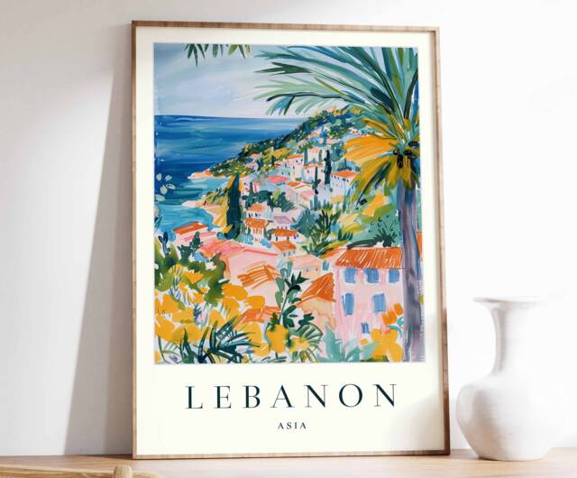 Lebanon Travel Poster Mediterranean Sea View Art Print by Etsy ...