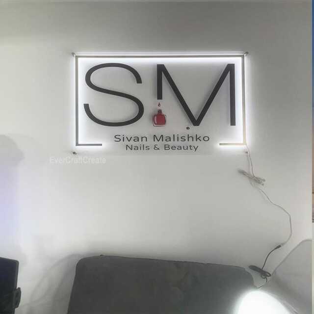 Custom Office Logo Sign, Acrylic Metal Mirror Patch Light, Salon Wall ...