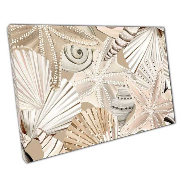 Coastal Seashell Starfish Canvas Wall Art - Ocean-Inspired Decor For ...