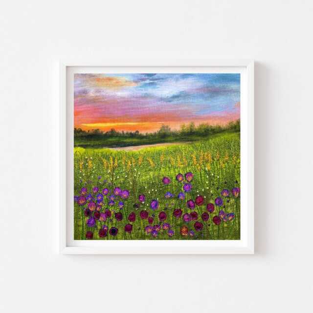 Textile Landscape Original Artwork - Sunset Embroidered Landscape ...