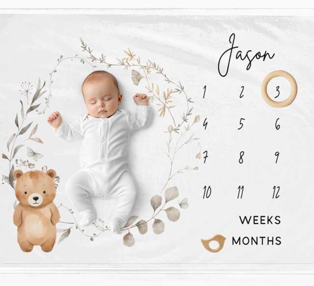 Woodland Milestone Blanket Personalised, For Boy, Monthly Mat, Girl ...