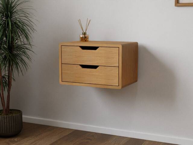 Bedside Table With Floating Suspension Made Of Solid Oak - Alva by Etsy ...