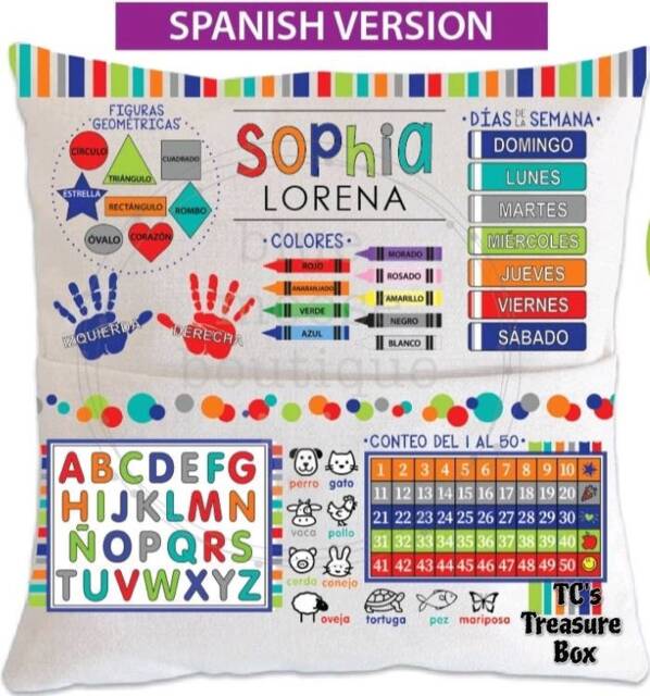 Spanish Learning Pillow, Educational Sight Words Home School Classroom ...