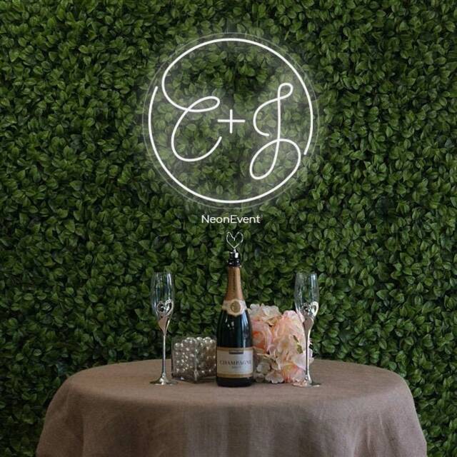 Circle Initials Neon Sign, Wedding Neon Sign, Decor, Bar Led Bedroom ...