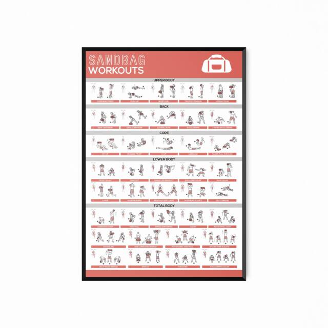 Sandbag Exercise Fitness Workout Chart, Poster Print, Gym Exercises ...
