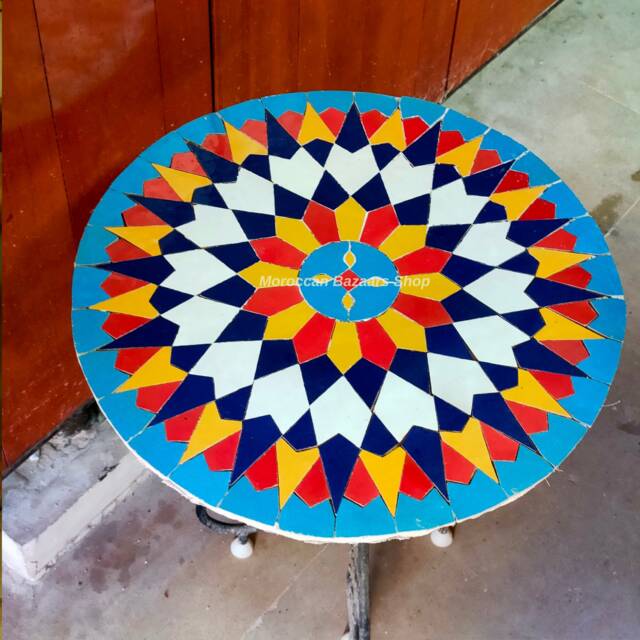 style Your Patio Handcrafted Outdoor Table, New Moroccan Mosaic Round ...