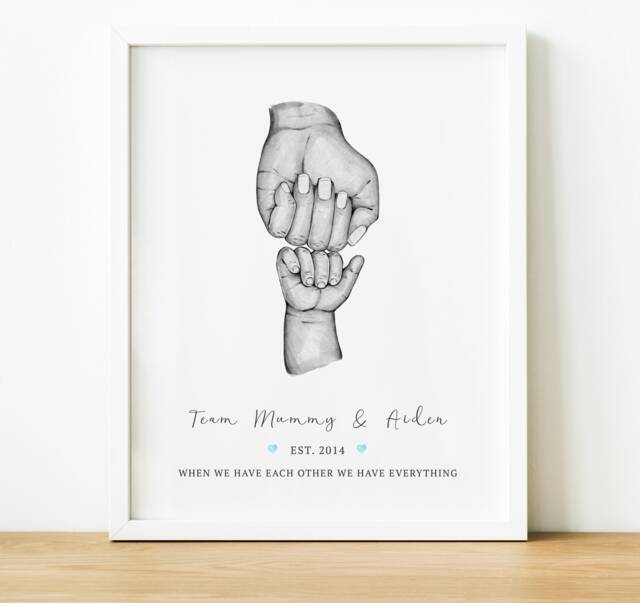 Personalised Mummy & Me Family Tree Print Mothers Day Gift, Hand ...